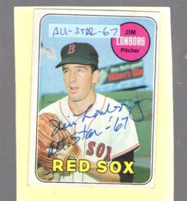 Autographed Jim Lonborg 1969 All Star '67 added Red Sox Topps 1969 #109 ...