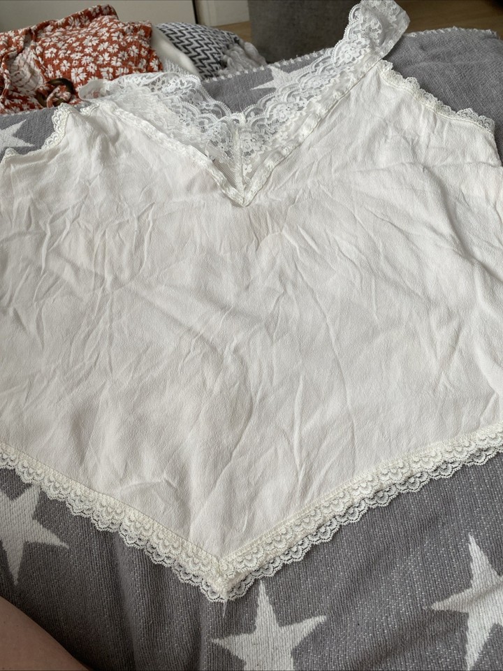 Ladies Cream Lace Detail Top Size 14 | eBay UK