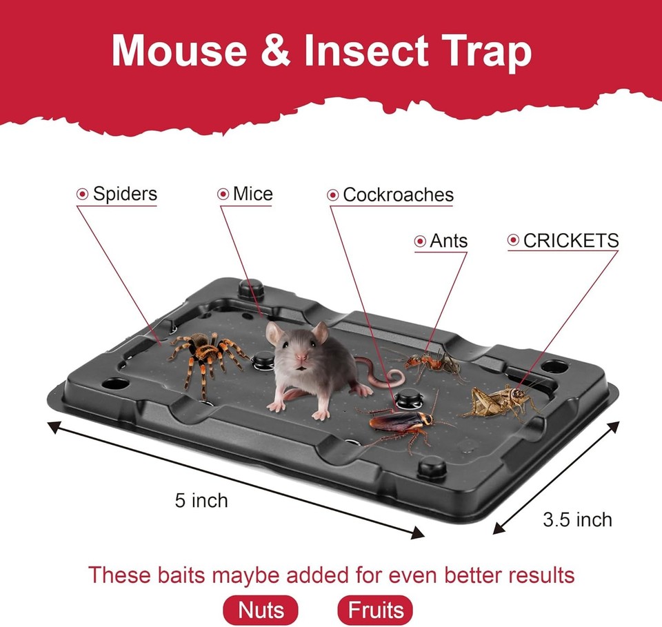 Mouse & Insect Traps 12 Pack, Heavier Sticky Traps with Non-Toxic Glue ...