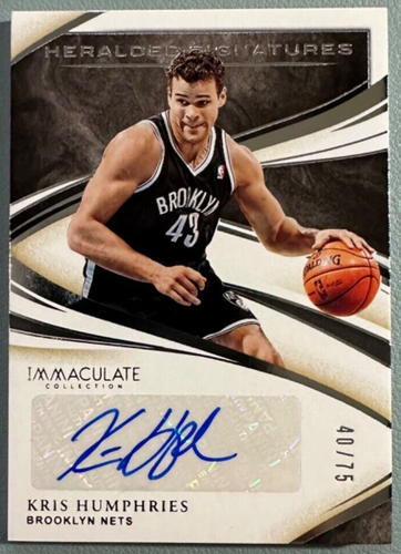 KRIS HUMPHRIES 2019-20 Panini Immaculate Collection Heralded Signatures ...