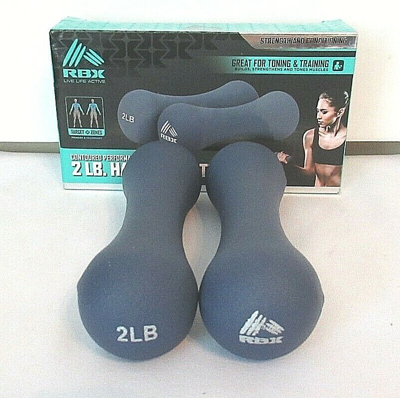 1 Set / Pair of 2 LB's Each Hand Weights Soft Contour Grip RBX RBX ...