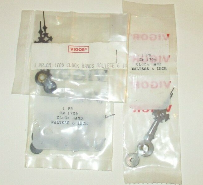 Lot of 6 pair Maltese Clock Hands 4 thru 6 Inch NOS German Made Vigor ...