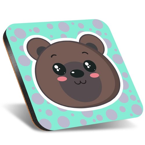 1x Square Coaster 12cm Face Bear Green Background #59785 | eBay