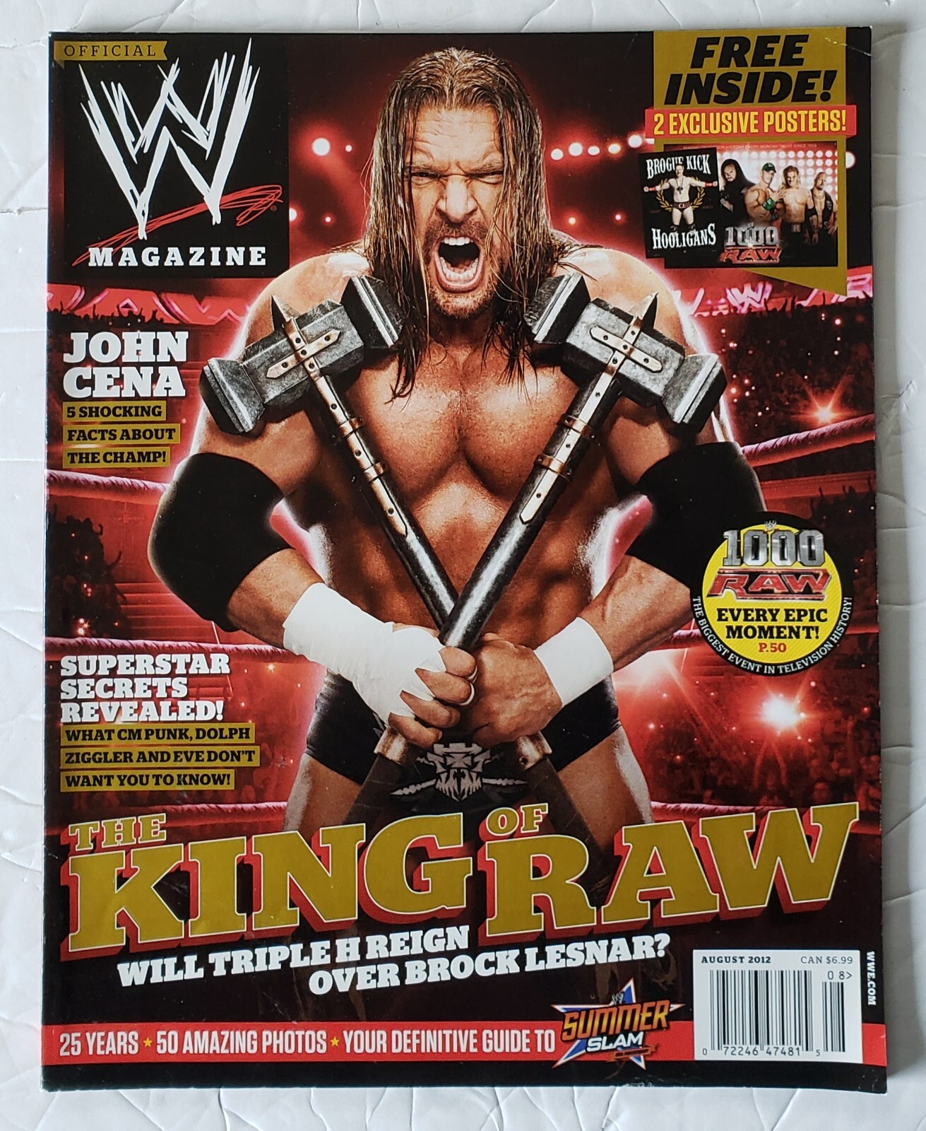 WWE Magazine August 2012 Triple H Cover + Hooligans Poster | eBay