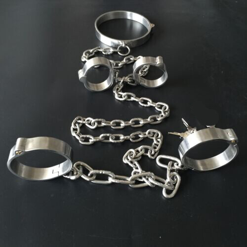 Heavy Duty Stainless Steel Bondage Handcuff Ankle Cuffs BDSM leg ...