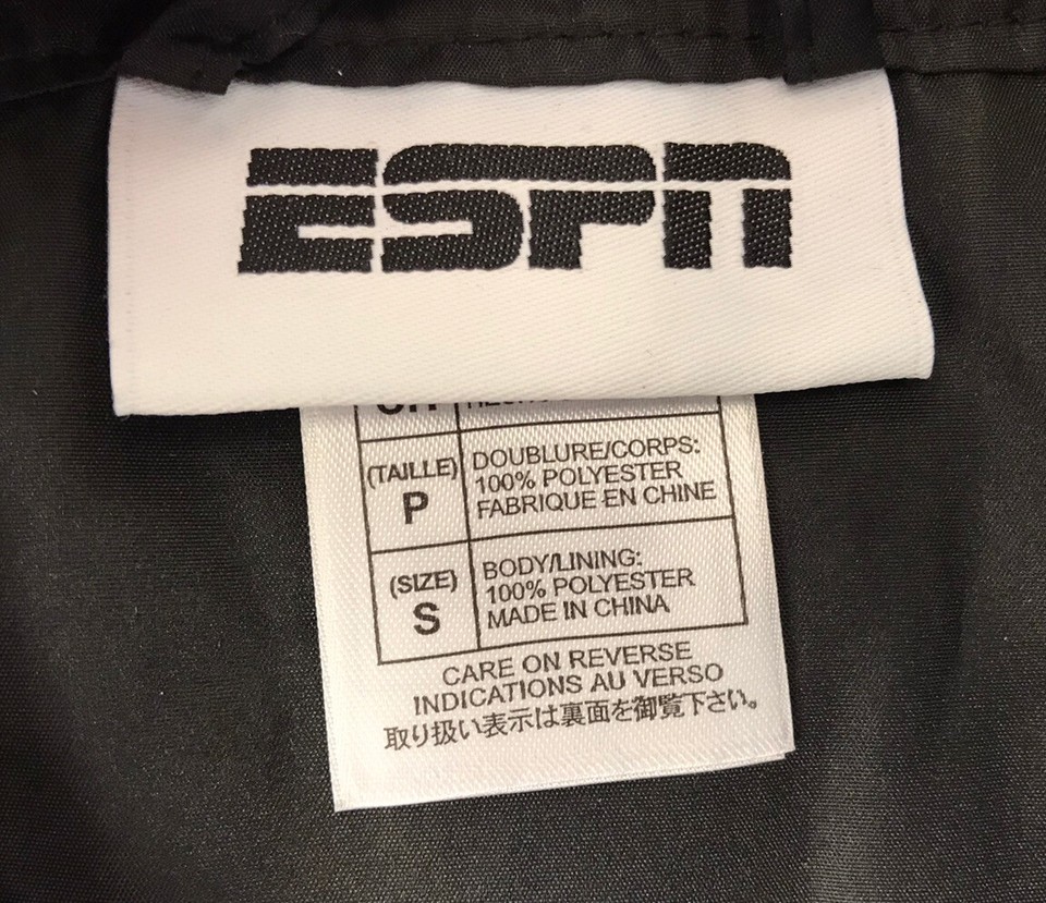 ESPN Sports Center Black Nylon Full Zip Windbreaker Jacket Mens S/M ...