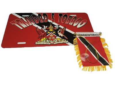 Trinidad and Tobago Mini Banner Flag W/ TNT License Plate | eBay