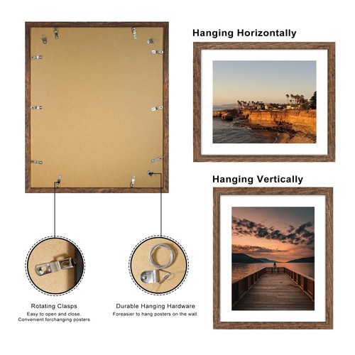 20x24 Picture Frame Set of 2, 20 x 24 Wood Poster Frames with Mat for ...