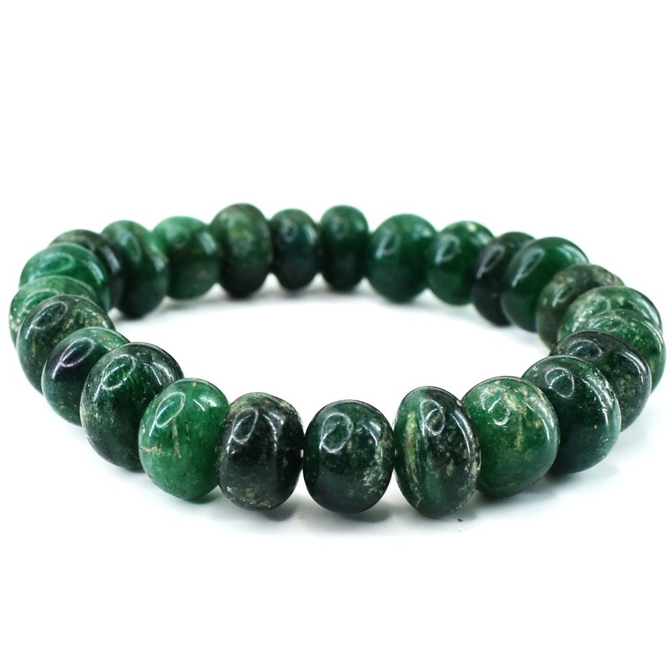 Green Jade 255.00 Cts Top Grade Selling Stretchable Bracelet Beaded VK ...