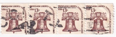 STAMP US SCOTT 1618 "Liberty Bell" 13 CENT 1975 USED STRIP OF 4 | eBay
