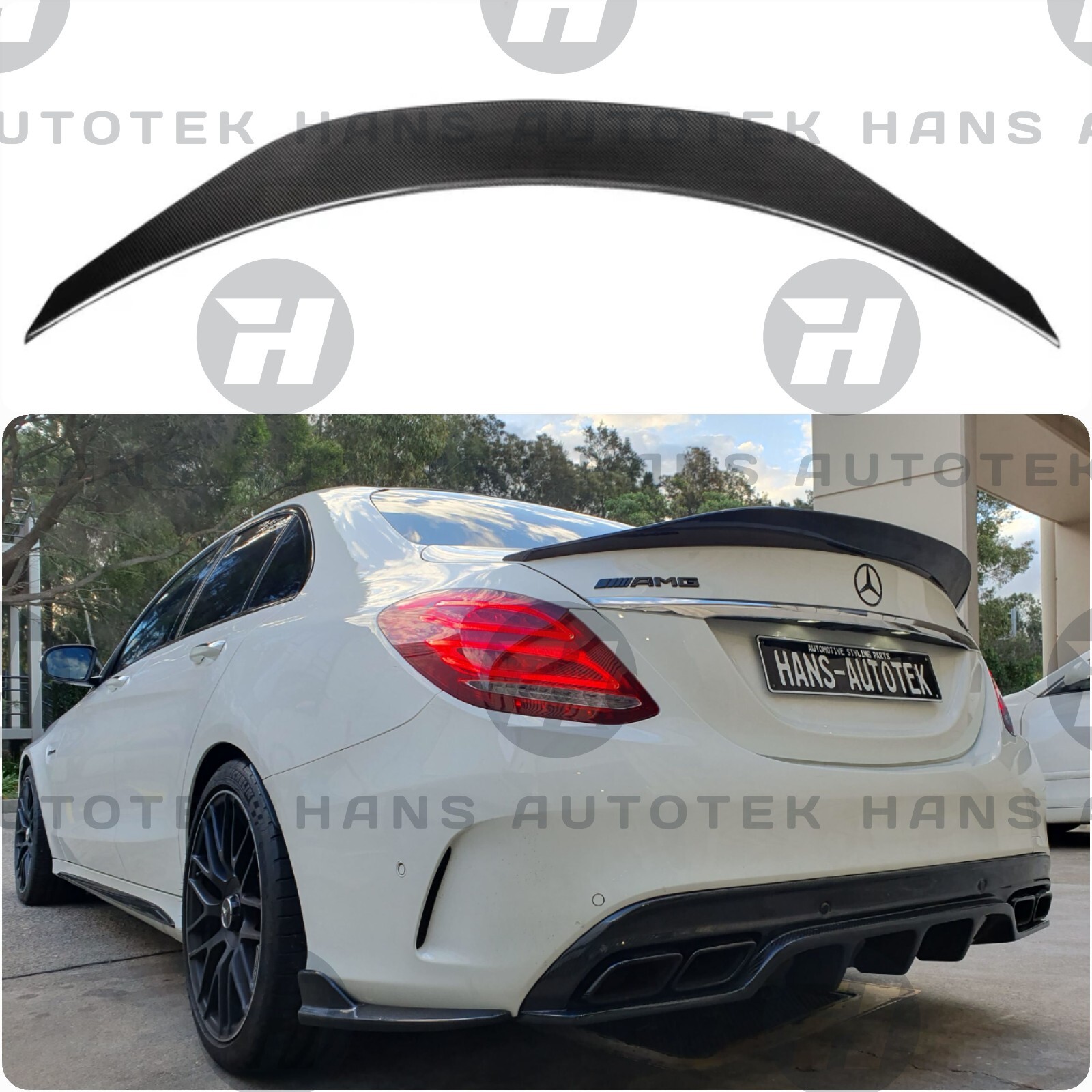 Real Dry Carbon Spoiler PSM style FOR Mercedes C Class W205 Sedan C300 ...