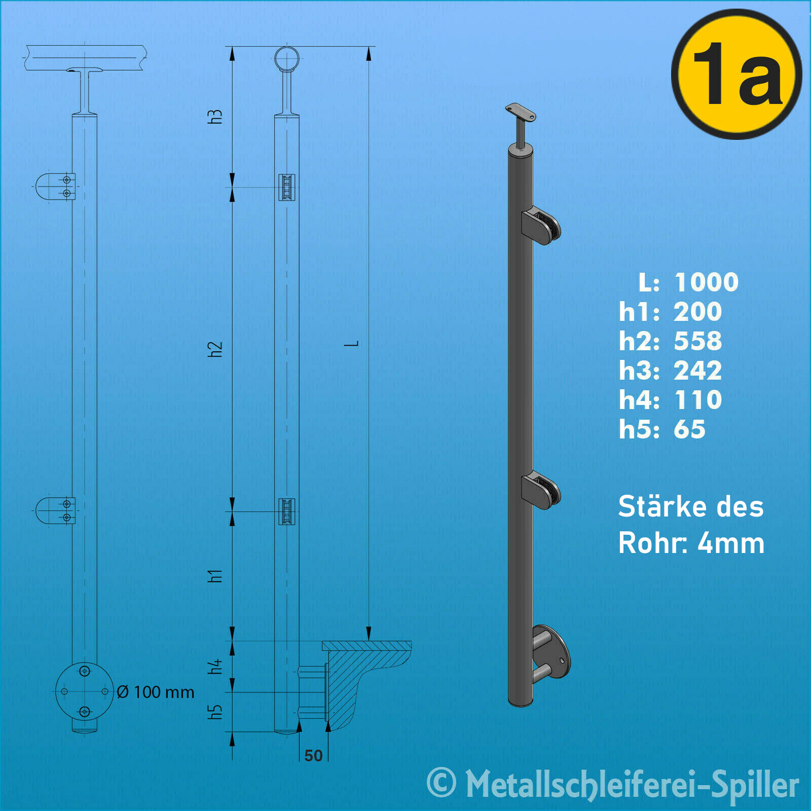 Edelstahl U Glasgeländer Bausatz Balkon Terrasse Geländer Handlauf ...