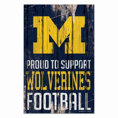 MICHIGAN WOLVERINES PROUD TO SUPPORT WOLVERINES FOOTBALL WOOD SIGN 11 ...