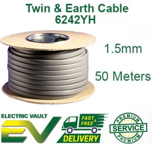 1.5mm Twin & Earth Electrical Cable wire 50 Meters 6242Y 50m | eBay