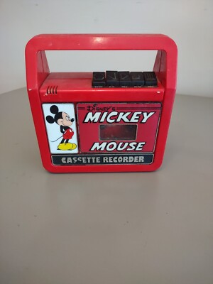 VINTAGE DISNEY'S MICKEY MOUSE CASSETTE RECORDER PORTABLE PLAYER RED ...