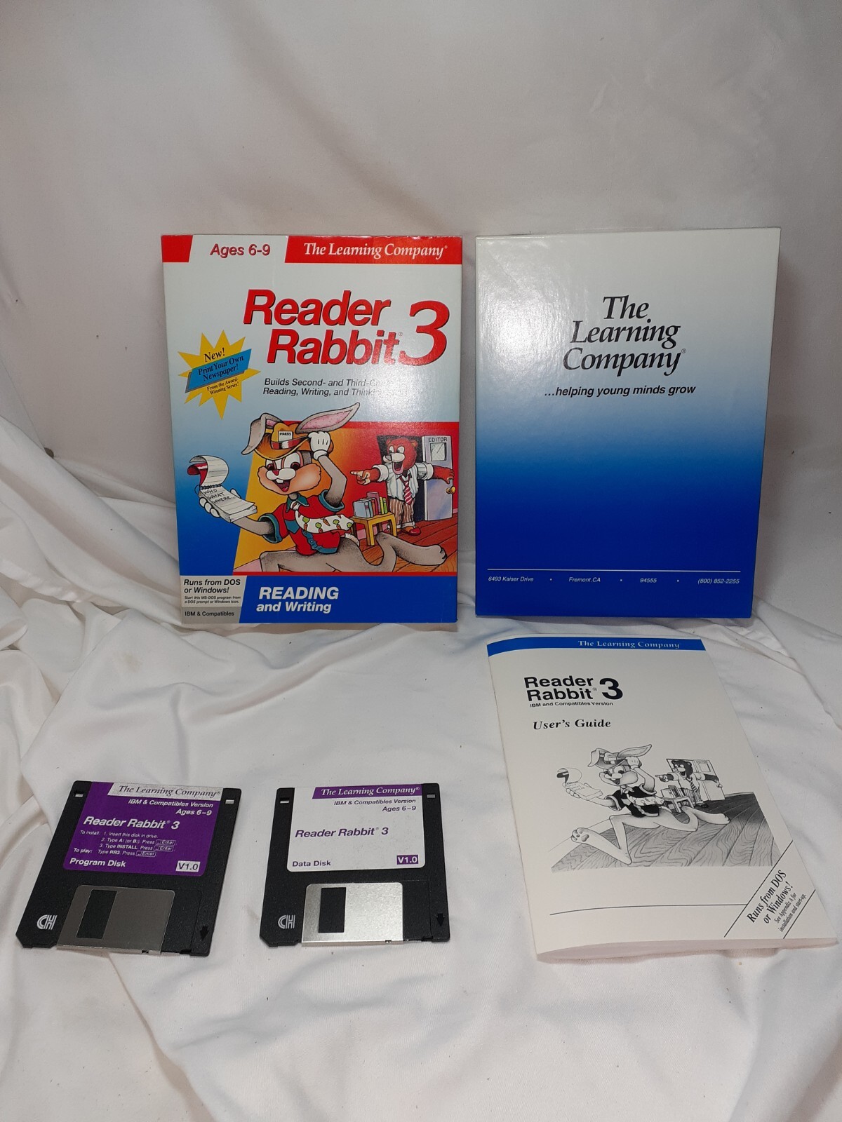 Reader Rabbit 1 The Learning Company Big Box PC Game Dos Windows Floppy ...