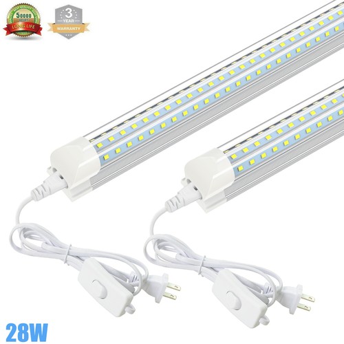 2PCS LED Shop Light Fixture T8 2FT LED Tube Lights 28W 5000K Garage ...