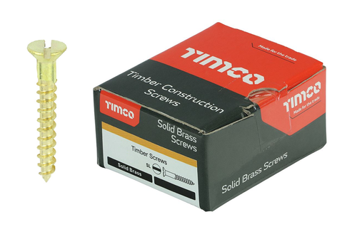 Timco Solid Brass Wood Timber Screws Slotted Countersunk Various Sizes ...