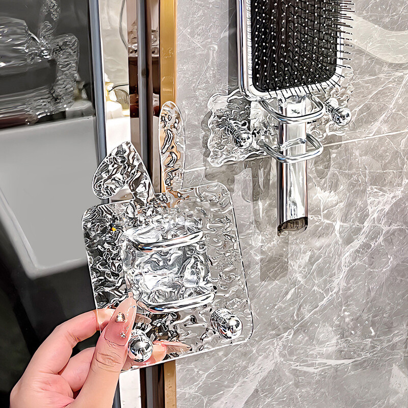 Light Luxury Acrylic Hook Hair Comb Brush Storage Rack Punch-free Wall ...