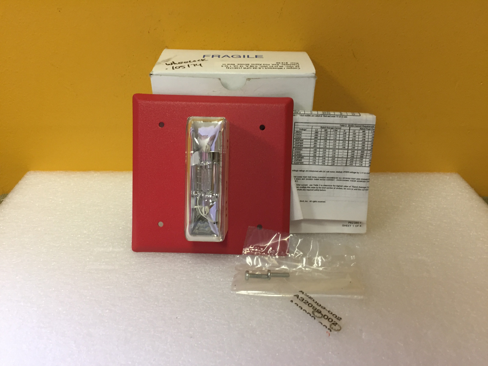 Cooper / Wheelock LS-24-UFR (105174) 24 VDC 20 to 31 VDC Fire Alarm ...
