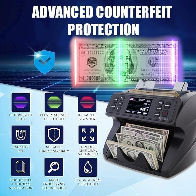 DETECK DT600 Bank Grade Money Counter Machine Mixed Denomination Value ...