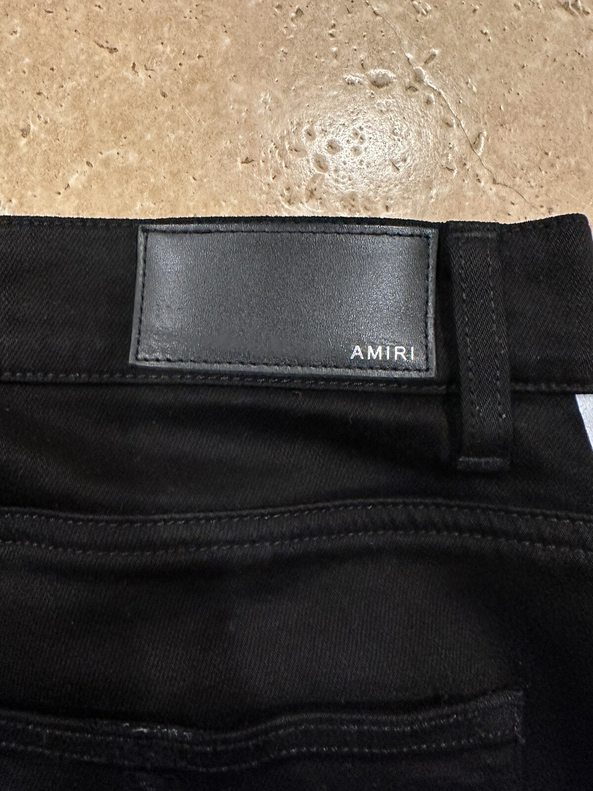 Amiri Black / White Stripe Track Denim Distressed Jea… - Gem