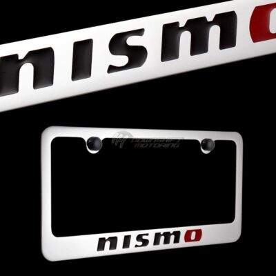 For Nissan NISMO Logo Chrome Plated Brass License Plate Frame with 2 ...