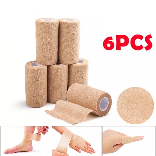 6 ROLL Self Adherent Wrap Adhesive Bandage Gauze Elastic First Aid ...
