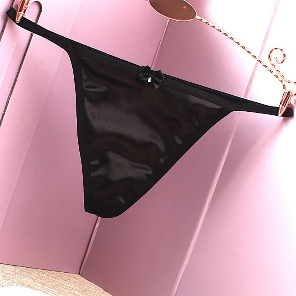 Womens Silky Satin G-String Thongs Panties Sexy T-back Underwear Bikini ...