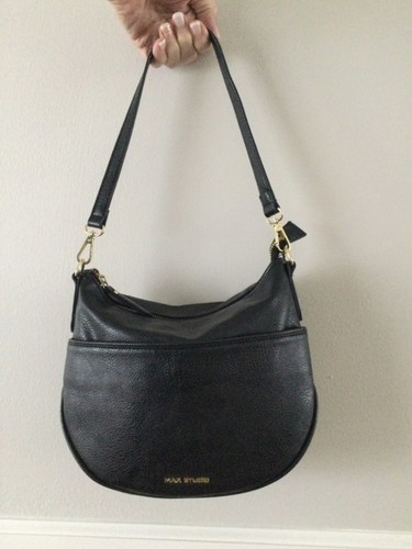 Max Studio Black Pebbled Vegan Faux Leather Shoulder Handbag Purse | eBay