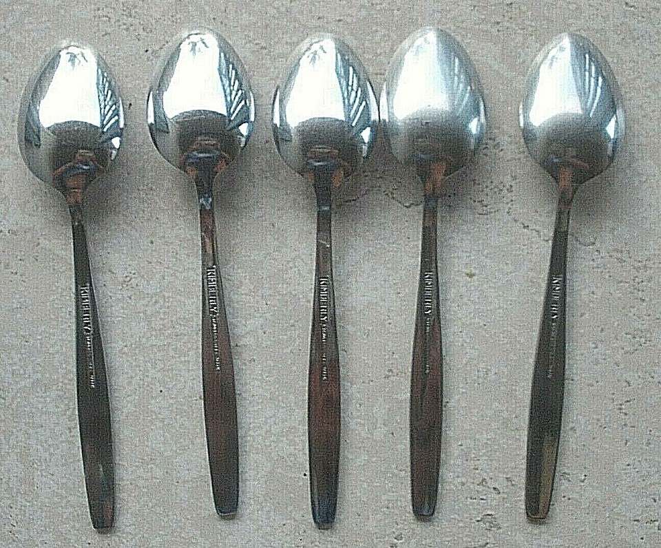 5 Delco Kimberly Japan Place / Oval Soup Spoons Glossy Textured ...