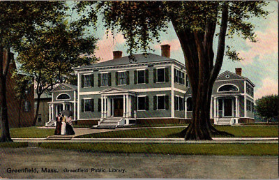 Postcard Greenfield Public Library Greenfield Massachusetts Divided ...