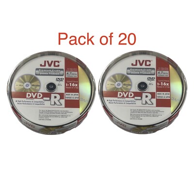 20 x JVC DVD-R 16x Speed PREMIUM Blank Discs 4.7GB 120 mins | eBay UK