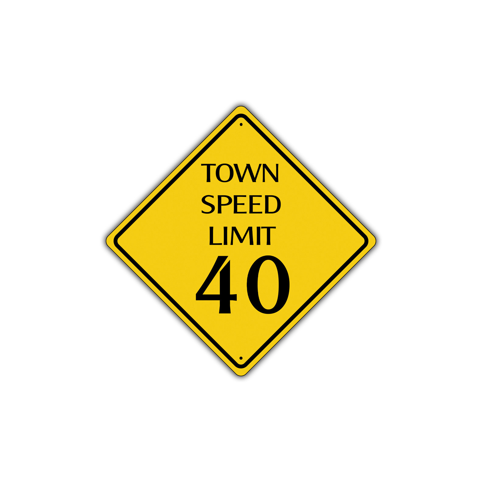 Town Speed Limit 40 MPH Diamond Sign Road Street Traffic Notice ...