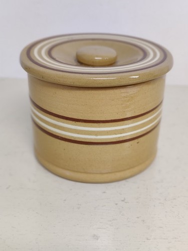 ANTIQUE YELLOW WARE BUTTER CROCK 5" TALL WITH THE LID ON. | eBay