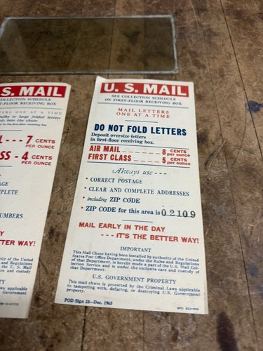 Vintage 1958 1965 U.S. Mail Box Chute Mailbox Post Office Letters Price ...