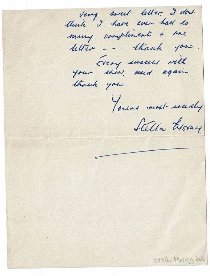Stella Moray hand written and signed Letter | eBay