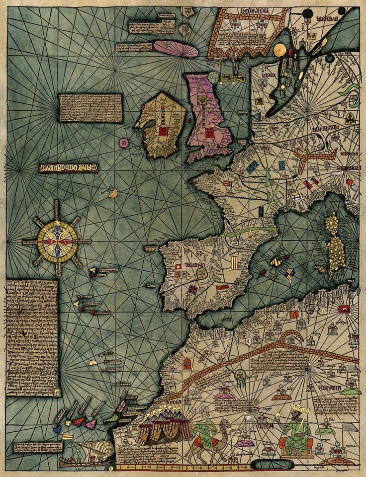 Set of 4 Mapamundi Abraham Cresques Catalan Atlas World Art Map 1375 ...