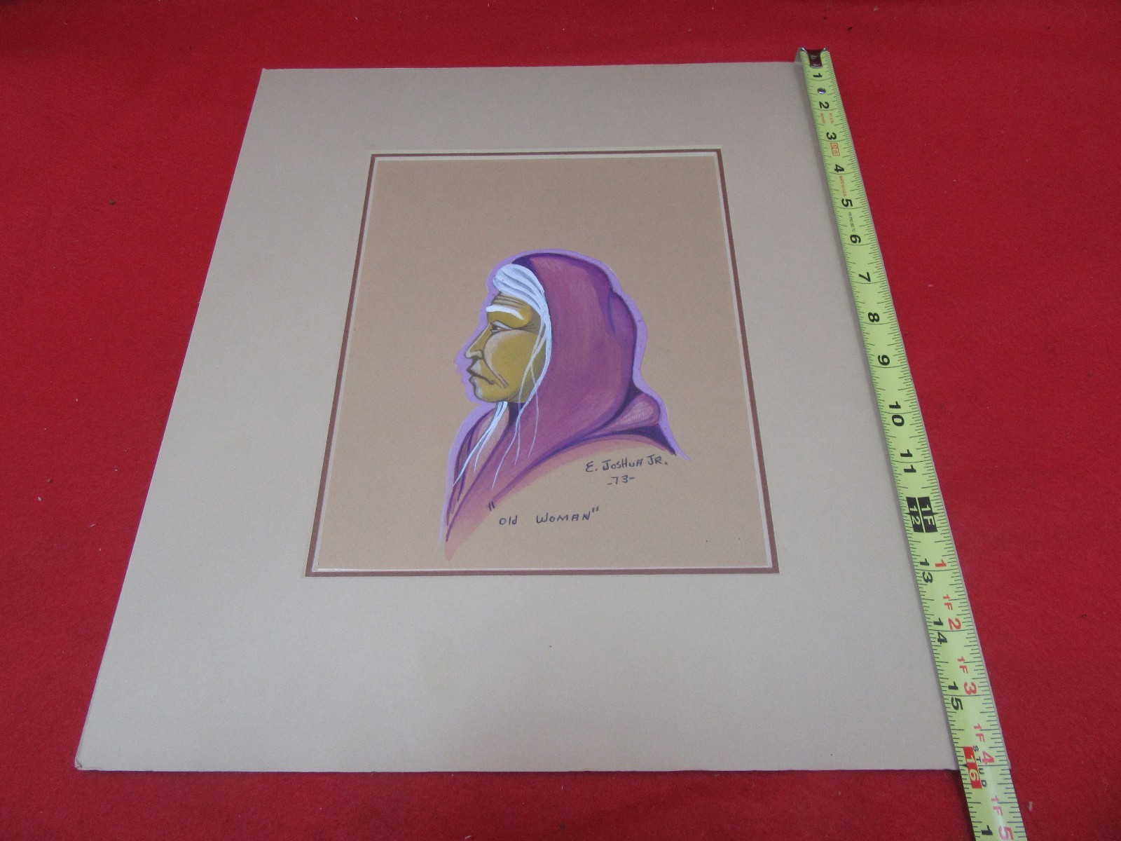 E-JOSHUA-JR-1973-ORIGINAL-NATIVE-AMERICAN-Pencil Art "old Woman" | eBay