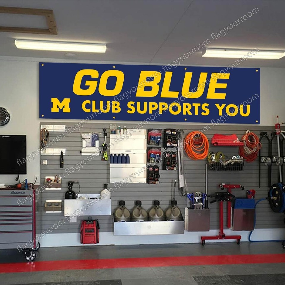 Michigan Wolverines 2x8 Banner Flag GO BLUE Man Cave FREE Shipping | eBay