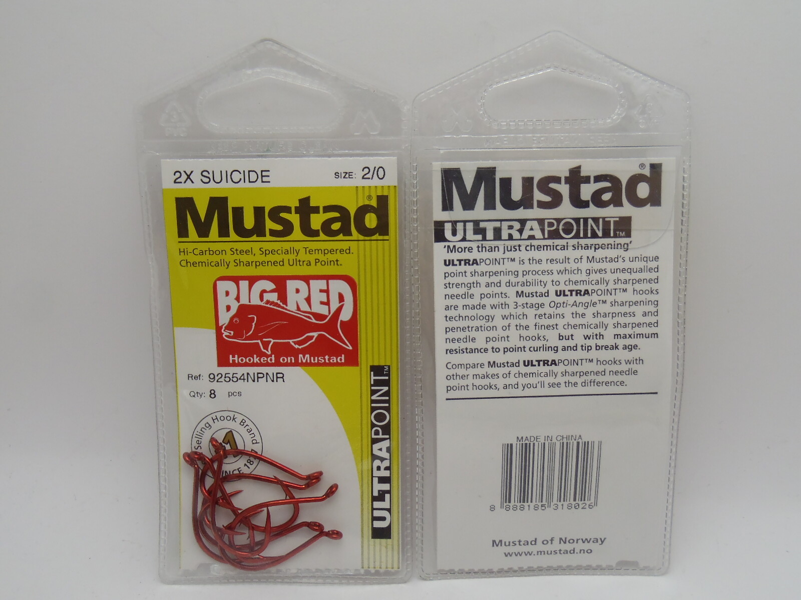 2pk Mustad Big Red 2X Suicide Hooks Snapper Fishing 92554NPNR Chose ...