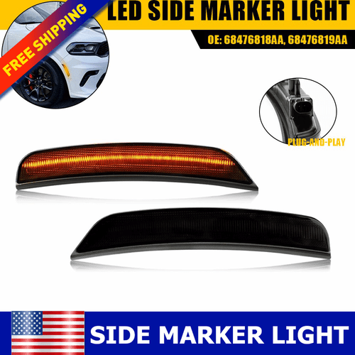 2PCS Smoked Amber LED Front Bumper Side Marker Light For 2021-2025 ...