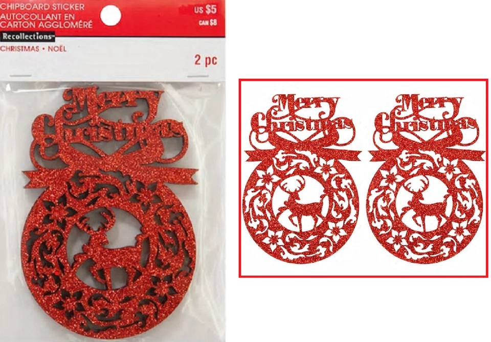 RETIRED Recollections MERRY CHRISTMAS & DEER Chipboard Stickers ...