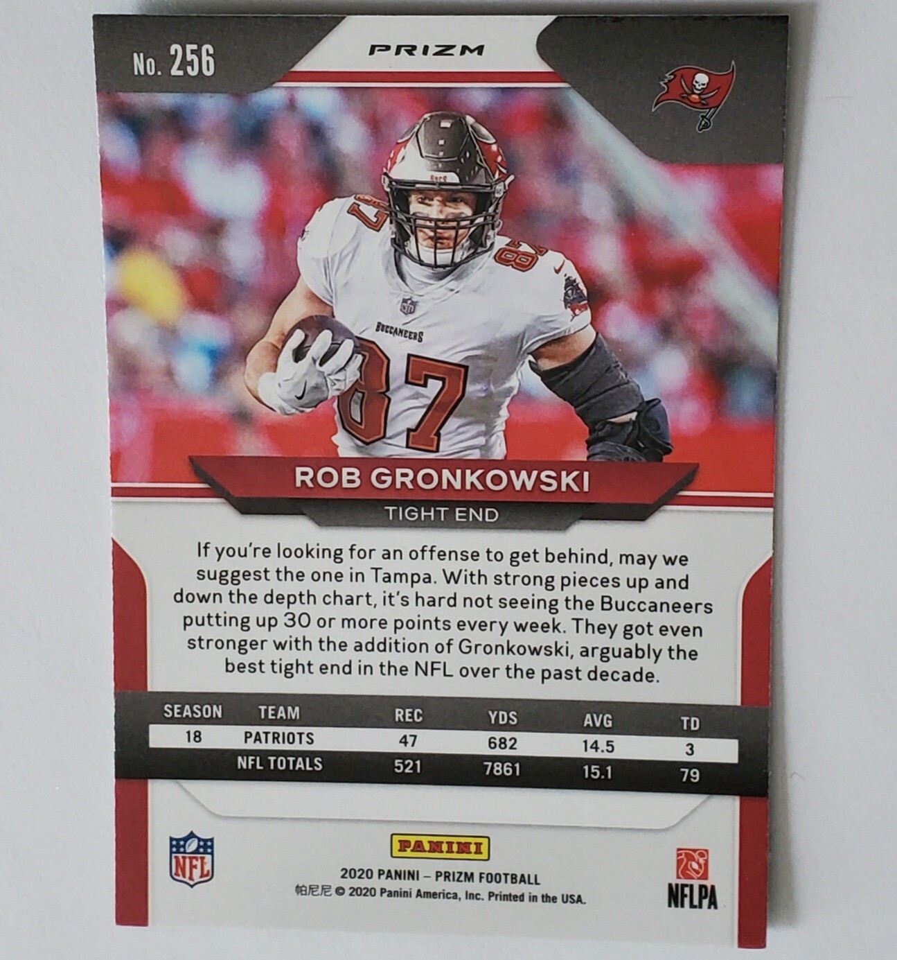 ROB GRONKOWSKI 2020 Panini PRIZM Football Card #256 Green Prizm | eBay