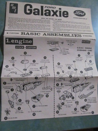 1967 Ford Galaxie convertible AMT Model car instruction sheet | eBay