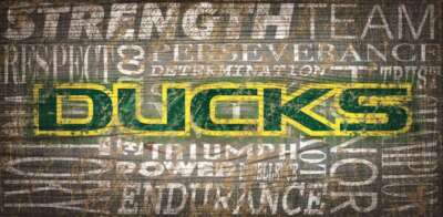 UNIVERSITY OF OREGON DUCKS - HERITAGE WORD COLLAGE TEAM LOGO - WOOD ...