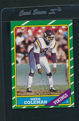 1986 Topps #302 Greg Coleman Vikings Signed Auto *35234 | eBay
