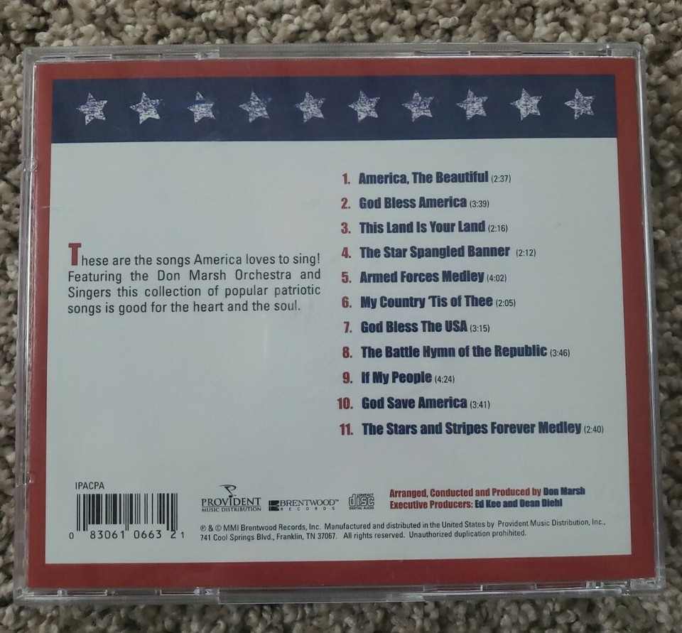 America's Favorite Patriotic Songs by Don Marsh Chorus & Orchestra (CD ...