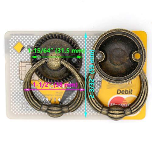 6 PCs Vintage Antique Brass Drop Ring Pulls -Drawer Ring Handles with Two Scr... | eBay