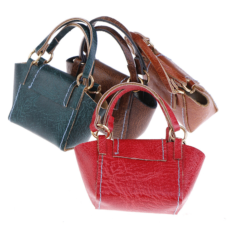 1:6 Dollhouse Miniature Leather Handbag Purse Lady Shoulder Bag Doll's ...